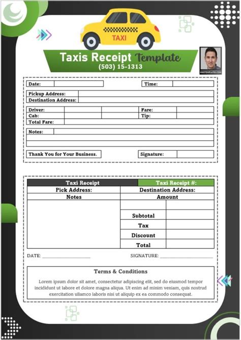 Taxi Receipt Template Templates Hexagon