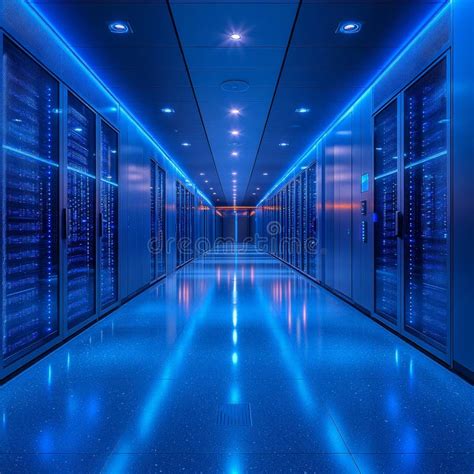 modern server room with digital technology and data storage systems