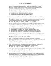 Free Fall Problems Docx Free Fall Problems Ball A Is Dropped From Rest From A Window