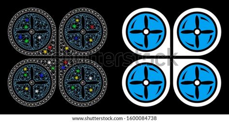 Glowing Mesh Nanocopter Screws Rotaion Icon Stock Vector Royalty Free 1600084738 Shutterstock