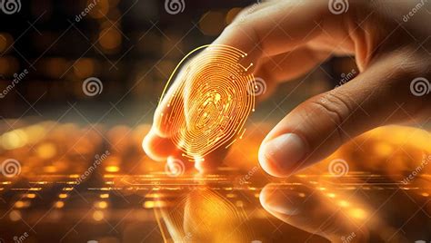 Digital Fingerprint Scanner Enhancing Security Biometric Identity Stock Image Image Of