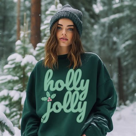 Holly Jolly Sweatshirt Christmas Shirt Womens Christmas Sweatshirt