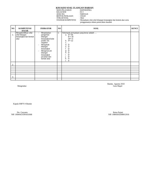 Kisi Bilangan Pangkat Dan Akar Pdf