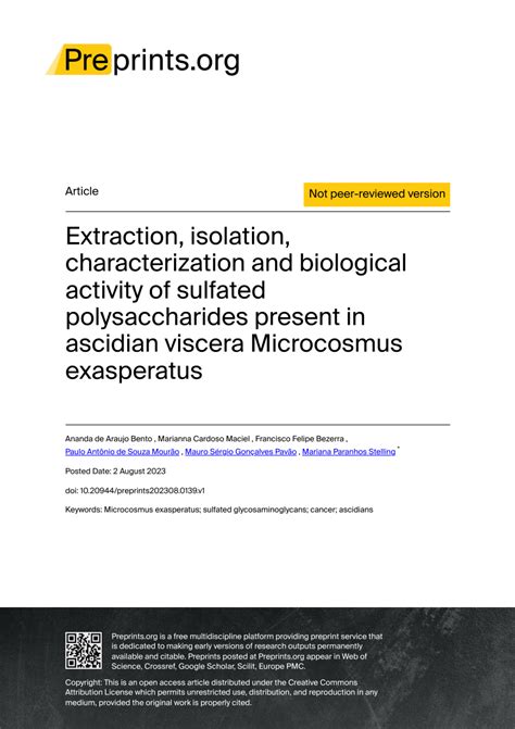 Pdf Extraction Isolation Characterization And Biological Activity Of Sulfated