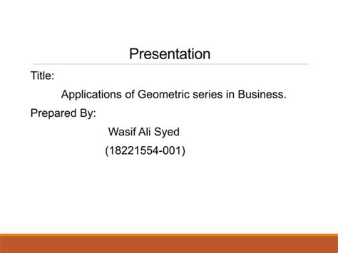 Geometric Sequences And Series Ppt