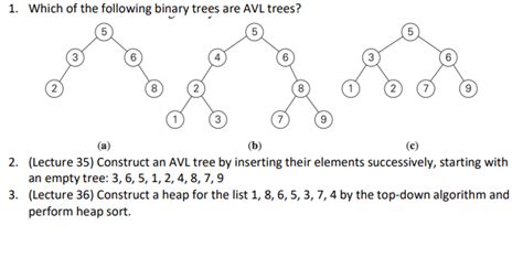 solved 1 which of the following binary trees are avl trees