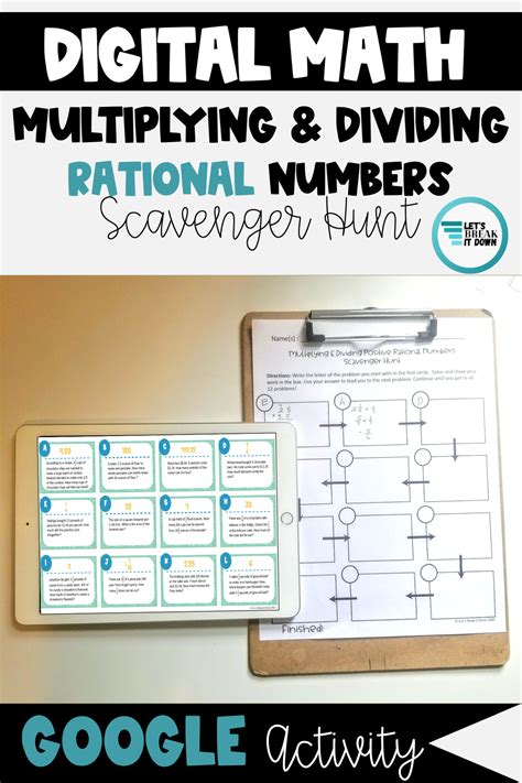 Multiplying And Dividing Rational Numbers Print And Digital Scavenger Hunt Rational Numbers