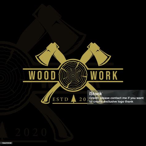 Lumberjack 로고 빈티지 벡터 일러스트 템플릿 아이콘 디자인 전문 목수 노동자를위한 목공 로고 개념 나무줄기에 대한 스톡 벡터 아트 및 기타 이미지 Istock