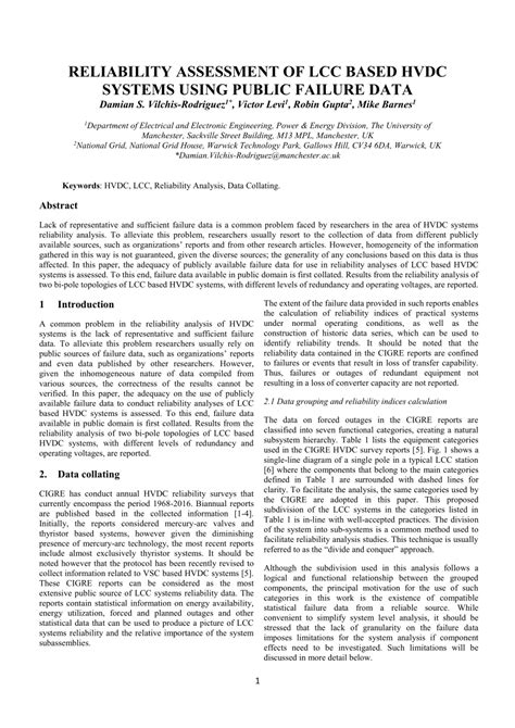 Pdf Reliability Assessment Of Lcc Based Hvdc Systems Using Public