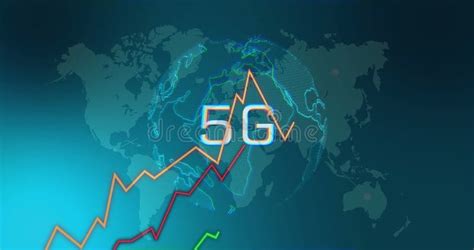 5g Text And Rising Graph Animation Over World Map Stock Video Video