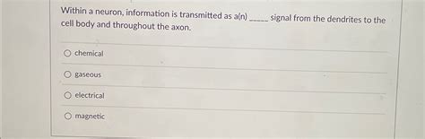 Solved Within A Neuron Information Is Transmitted As A N