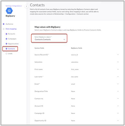 Bigquery Data Mapping Bigquery Objects To Pronto Objects Pronto Support