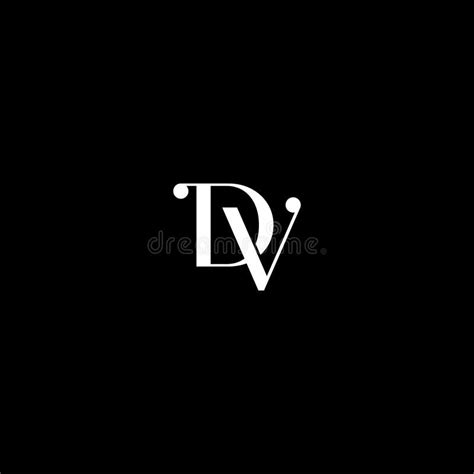 D V Letter Logo Abstract Design On Black Color Background Stock