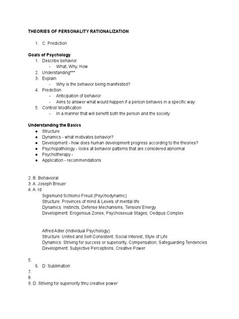Theories Of Personality Rationalization Pdf Theories Of Personality Rationalization Pdf