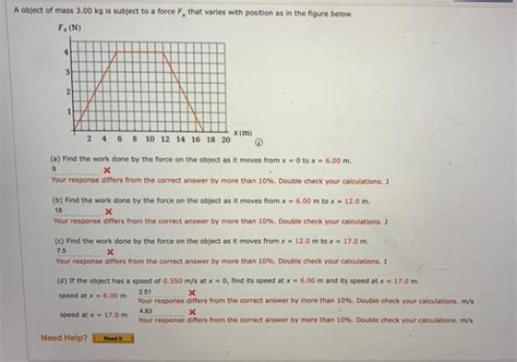 Solved A Object Of Mass 3 00 Kg Is Subject To A Force Fx