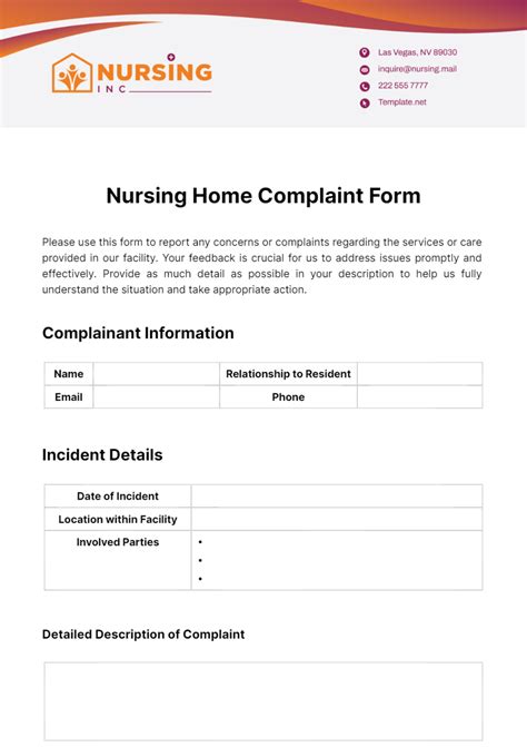 Free Nursing Home Complaint Form Template To Edit Online