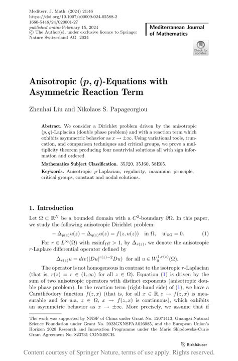 Anisotropic P Q Equations With Asymmetric Reaction Term Request Pdf
