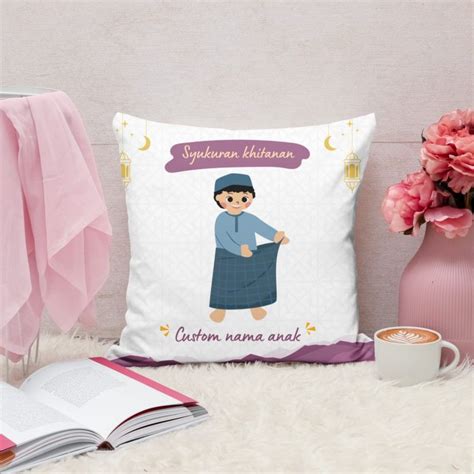 Custom Printed Pillow Souvenirs Tasyakuran Circumcision Shopee Malaysia
