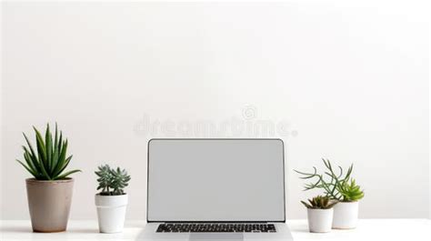 Minimalist Laptop With White Background Stock Illustration