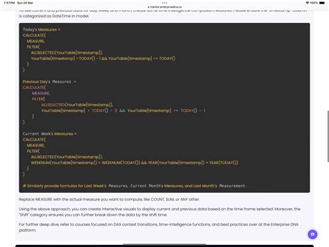 Dax Previous Shift Previous Week Dynamic Switch Dax Enterprise Dna Forum