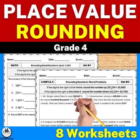 rounding whole numbers worksheets 4th grade place value made by