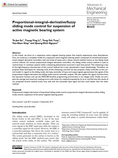 Pdf Proportionalintegralderivativefuzzy Sliding Mode Control For