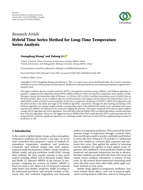 Pdf Hybrid Time Series Method For Long Time Temperature Series Analysis