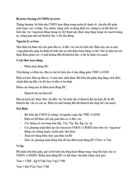 Resistor Biasing Of Cmos Inverter Pdf