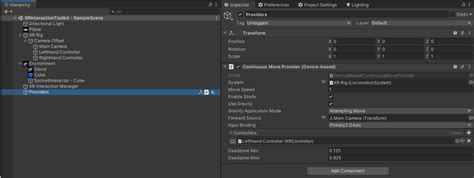 Continuous Move Provider Device Based を用いて Vr 空間内で移動処理を行う【xr