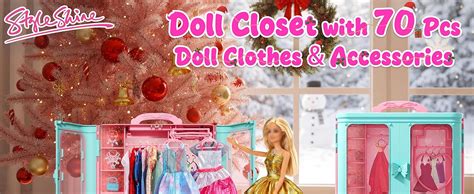 Style Shine 70 Pcs Doll Closet With Clothes And Accessories