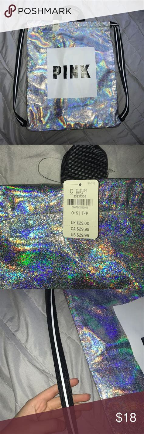 Pink Holographic Pull String Bag String Bag Victoria Secret Pink