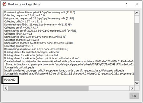 Third Party Packages Download And FINISHED Message