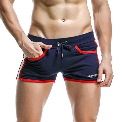 Mens Low Rise Short Pants Casual Cotton Short Swim Trunks Summer