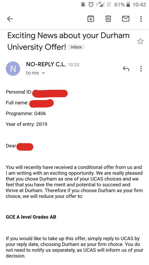 Anyone Else Randomly Get A Reduced Offer From Durham R6thform