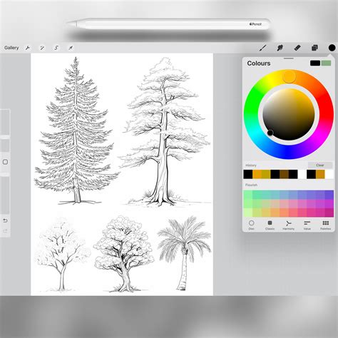 artstation 150 procreate tree stamps realistic tree brushes for