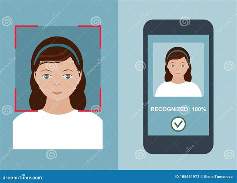 Mobile App Face Recognition System Stock Vector Illustration Of Authorization Password