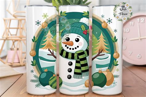 Christmas Snowman 20oz Tumbler Wrap Graphic By Whiteflower · Creative