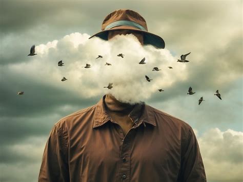 Premium Photo A Man With His Face Obscured By A Cloud