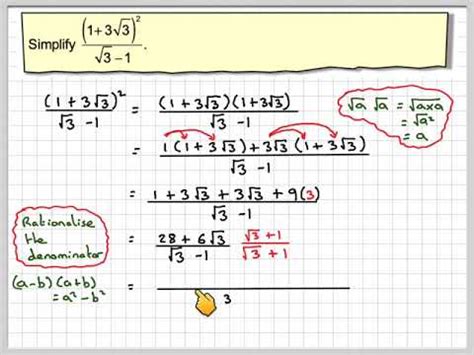 Simipfying An Expression Using Surds YouTube