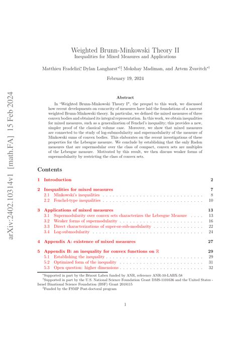 Pdf Weighted Brunn Minkowski Theory Ii Inequalities For Mixed Measures And Applications