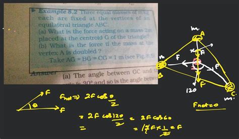 [solved] Three Equal Masses Of M Mathrm{kg} Each Are Fixed At The Vertic