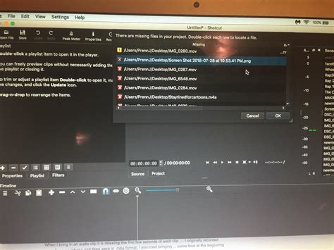 “there Are Missing Files In Your Video Project Double Click Each Row To Locate File” Help Can
