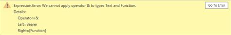 solved cannot apply operator and to types text and function microsoft