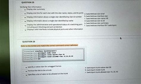 Solved Question 25 Verifying Vlan Information Display Vlan Summary