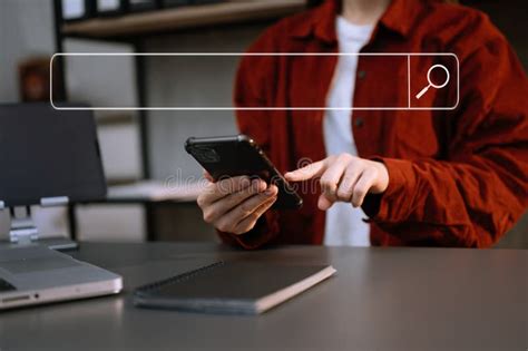 Searching Browsing Internet Data Information Networking Concept With Blank Search Bar Stock