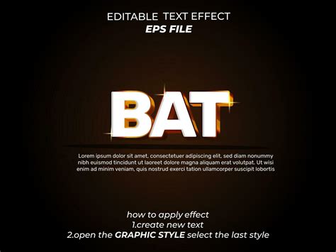 Bat Text Effect Typography 3d Text Vector Template 25695211 Vector