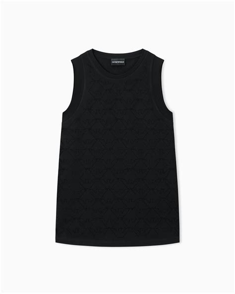 Emporio Armani Mercerised Tank Top With Rhinestones In Black Lyst