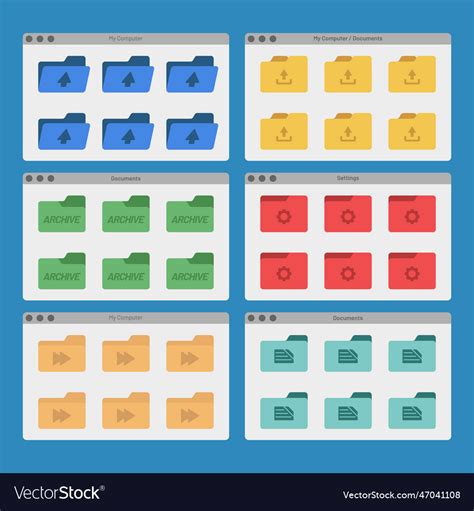 Desktop Interface Window With Folders Isolated Vector Image