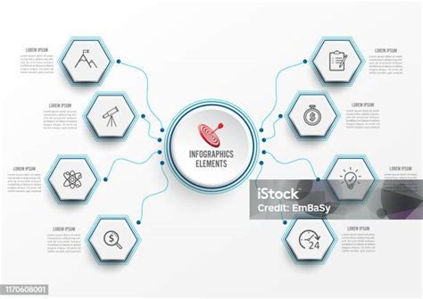 3d 종이 레이블 통합 원 벡터 인포 그래픽 템플릿입니다 8가지 옵션이 있는 비즈니스 컨셉 콘텐츠 다이어그램 순서도 단계 부품 타임 라인 인포 그래픽 워크플로 차트 개념에
