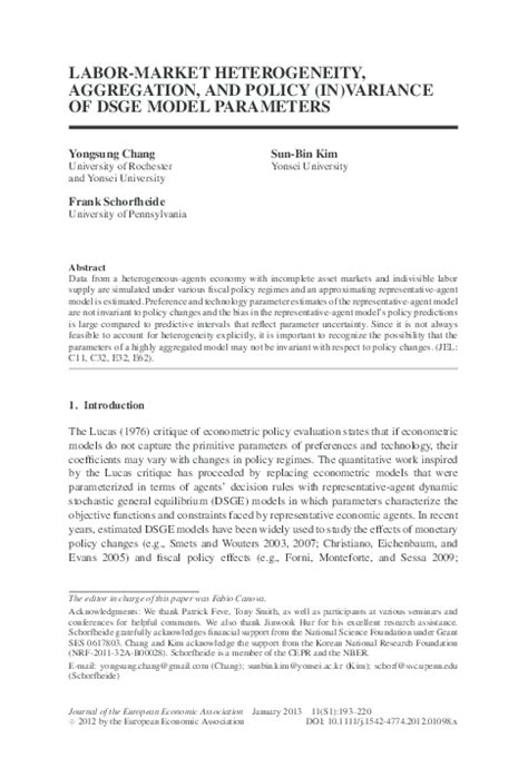 Pdf Labor Market Heterogeneity Aggregation And Policy In Variance